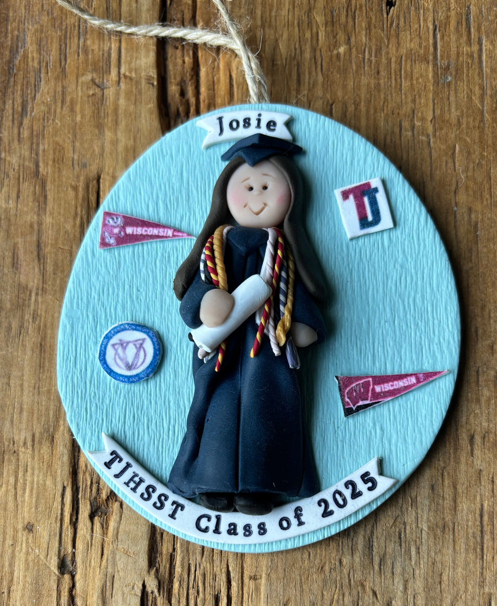 1 Person Graduate clay Graduation Ornament gift – Lilac and Poly